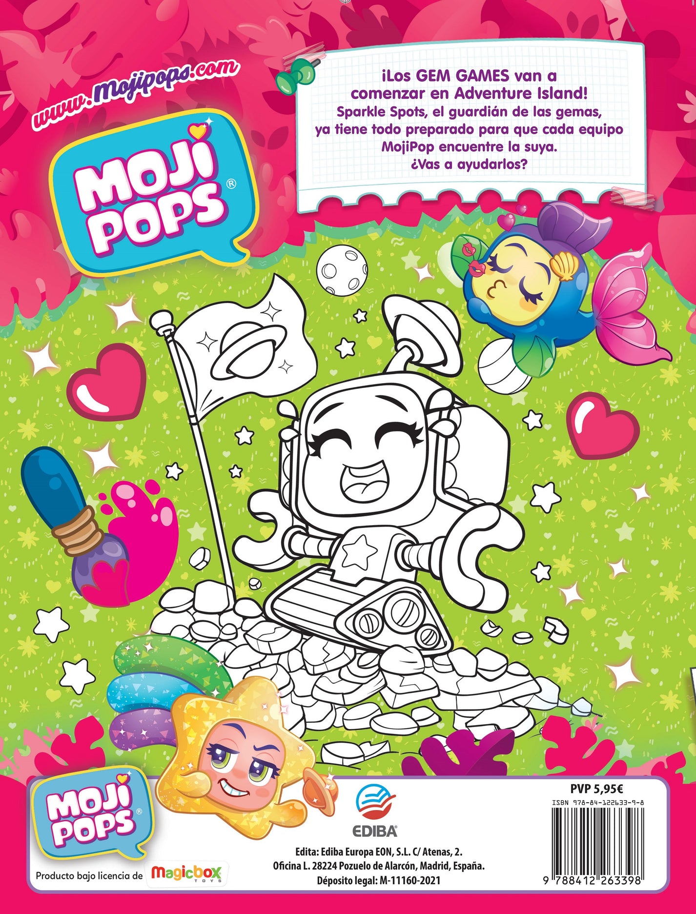 Libro para Colorear MojiPops Nº 1 - Serie Adventure – EDIBA EUROPA